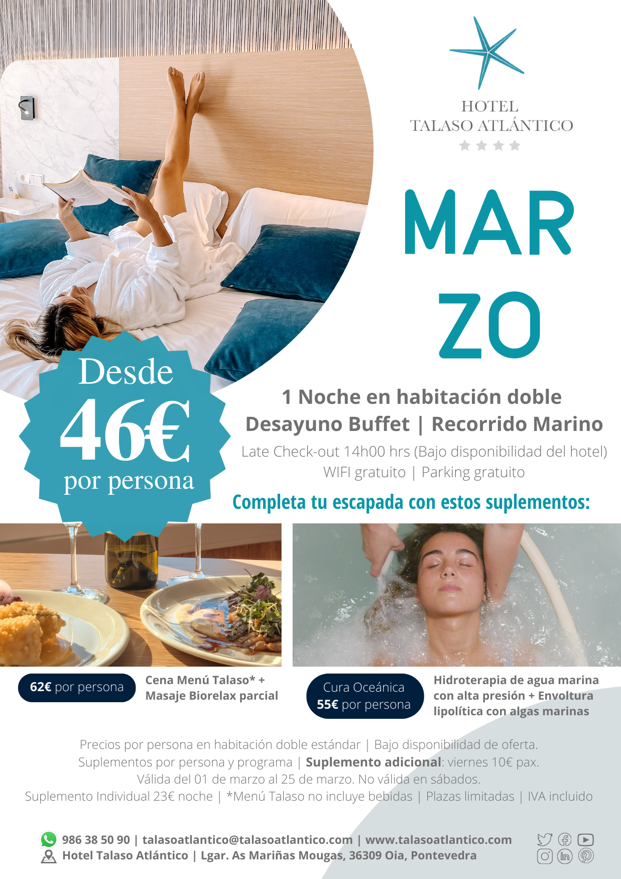 Nueva tarifa paquetizada en Talaso Atlántico – Talasoterapia